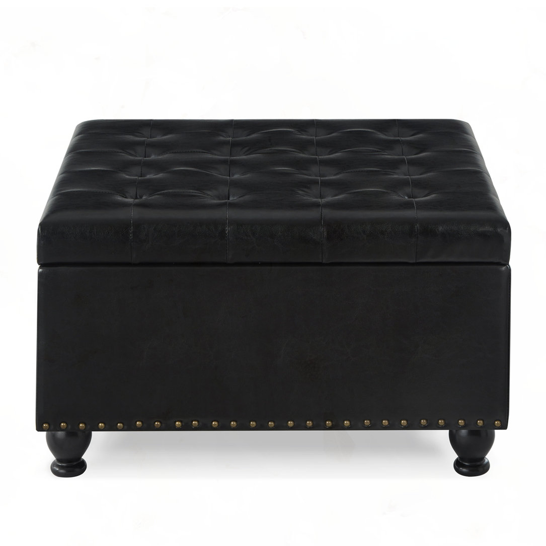House of Hampton® Large square storage ottoman bench | Wayfair
