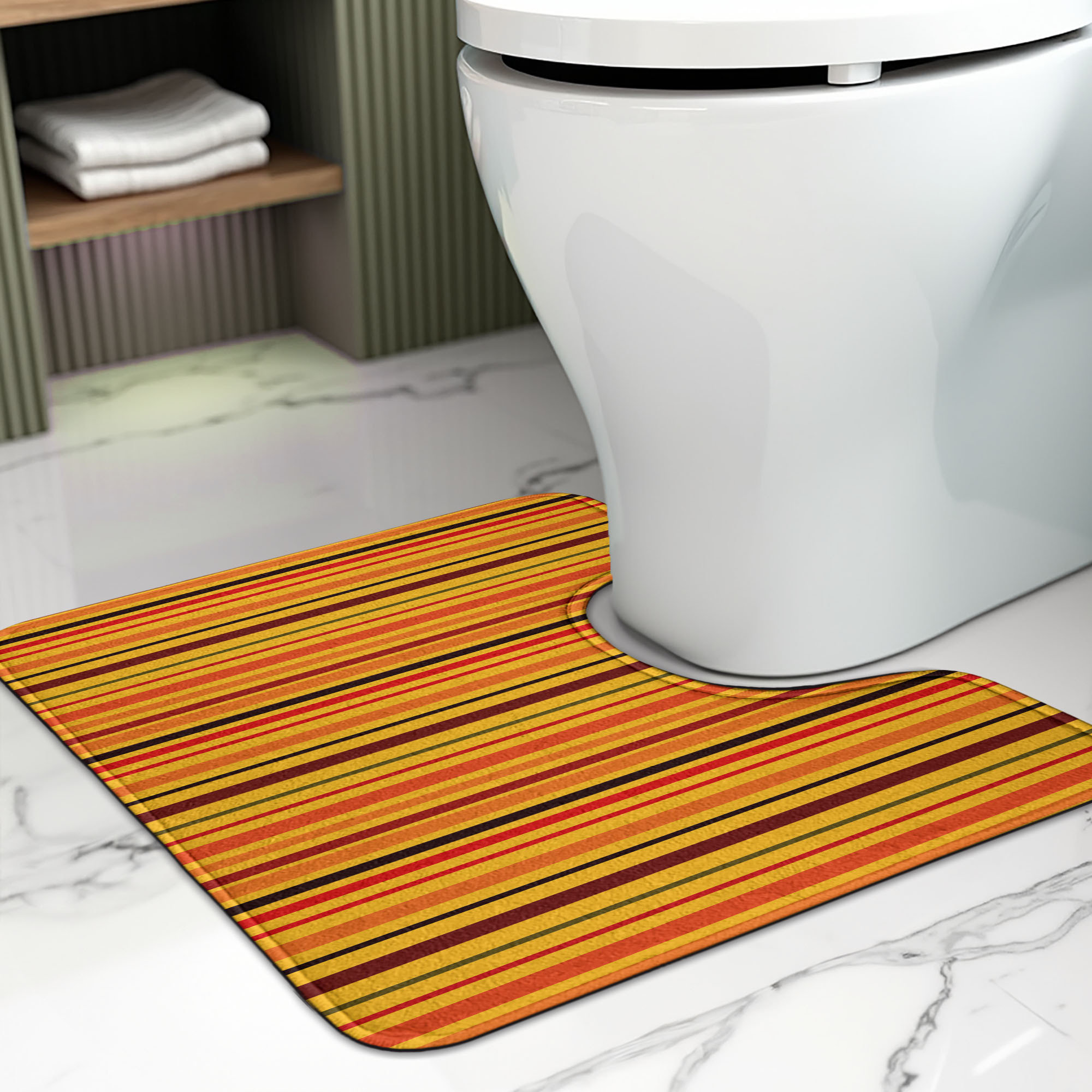 Dakota Fields Abstract Toilet Mat U-Shape Bathroom Rug 20" Orange ...
