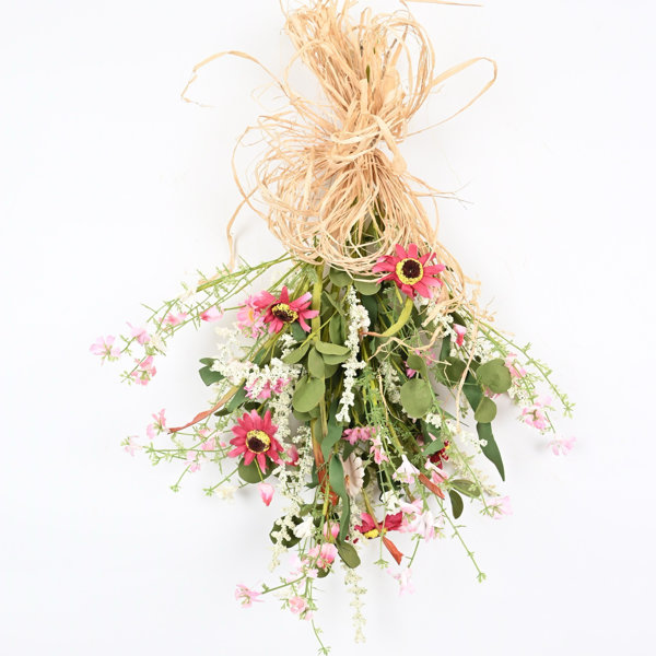 Primrue 22" Artificial Farmhouse Spring Summer Daisy Floral Swag ...