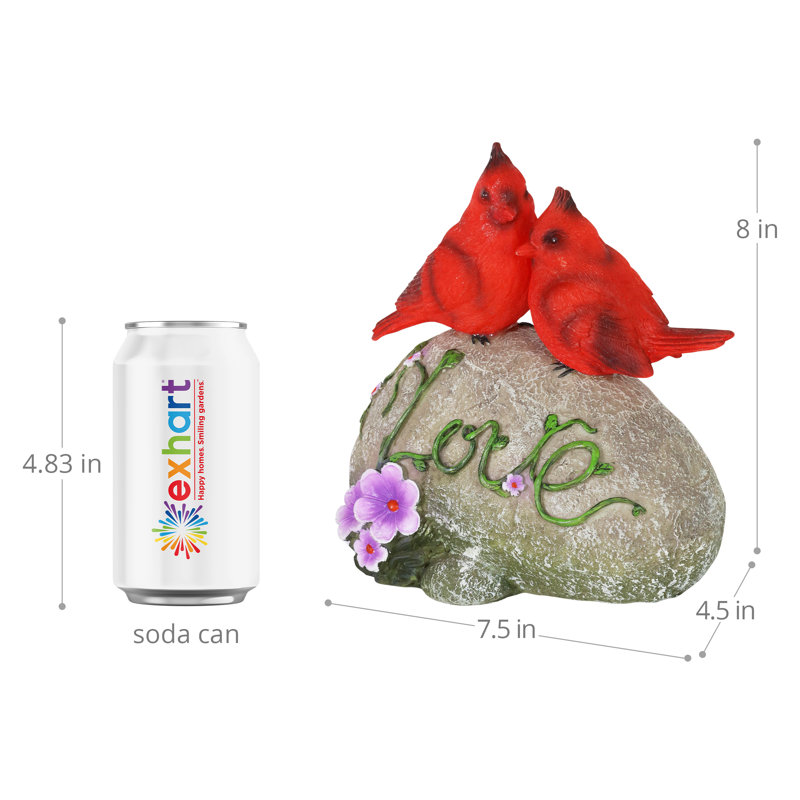 Exhart Solar Cardinal Love Rock Statue with Flowers, 8 Inch & Reviews ...