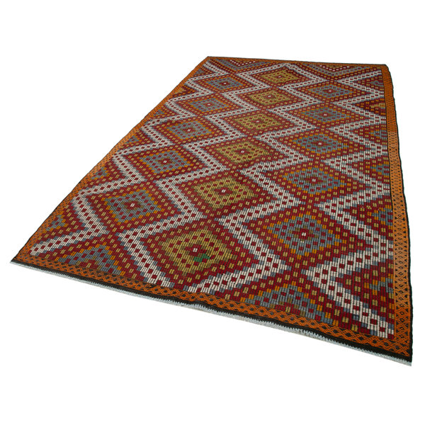 Rug N Carpet Geometric Kilim Wool Geometric Rug | Wayfair