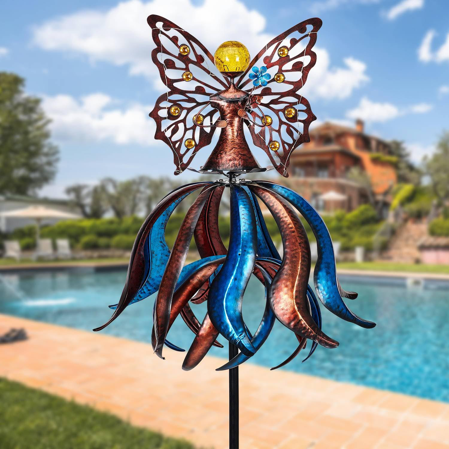 Arlmont & Co. Solar Wind Spinner, Extra-Large Tulip Garden Wind ...