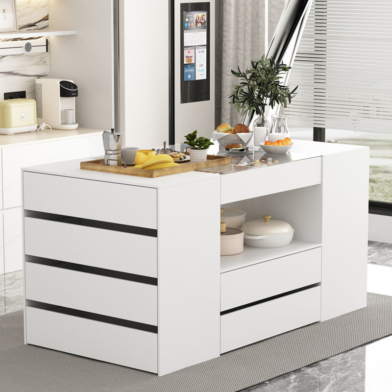 Latitude Run® 63"W Double Kitchen Island & Reviews | Wayfair