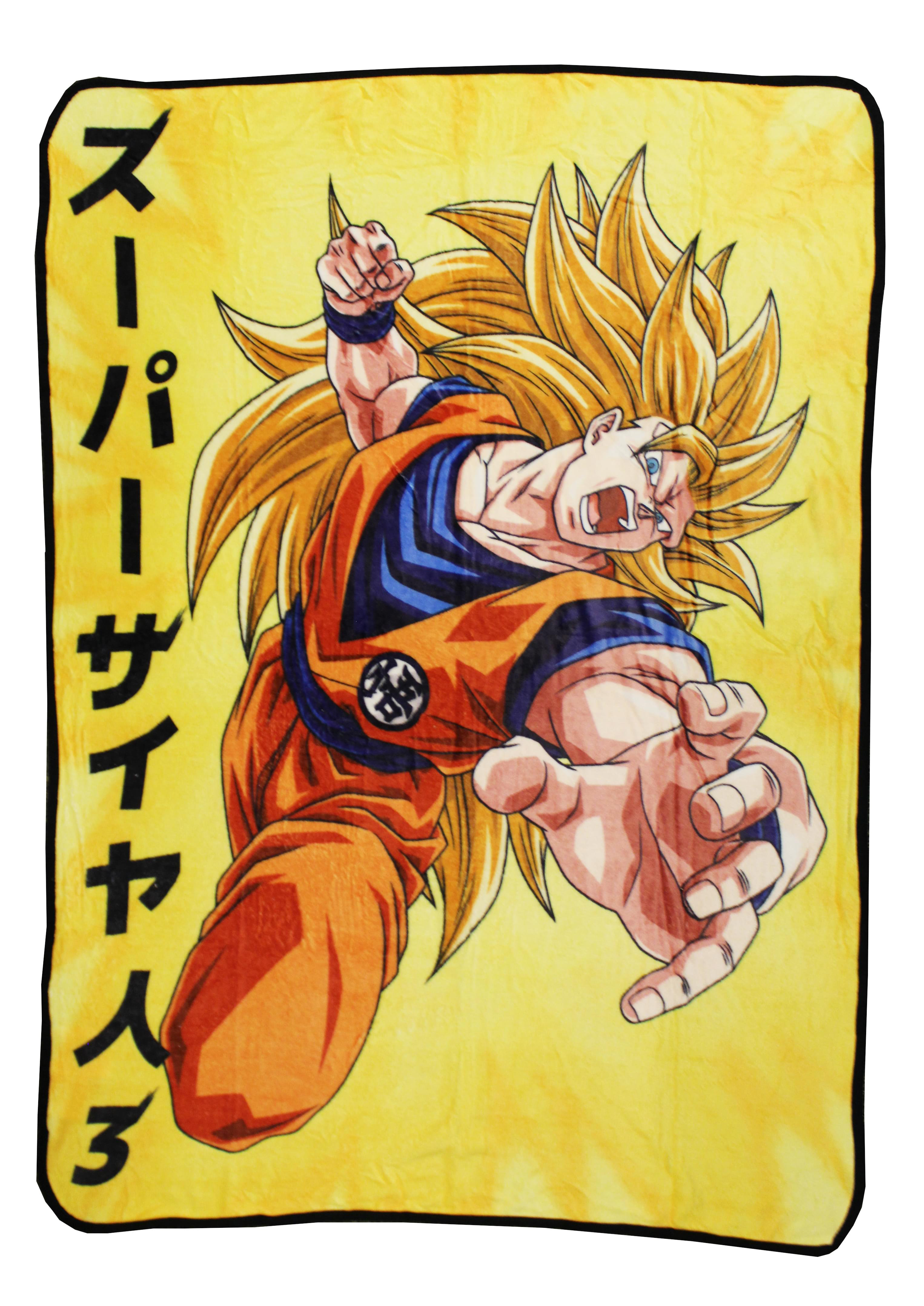 Just Funky Dragon Ball Z Goku Super Saiyan 3 Japanese Fleece Throw ...