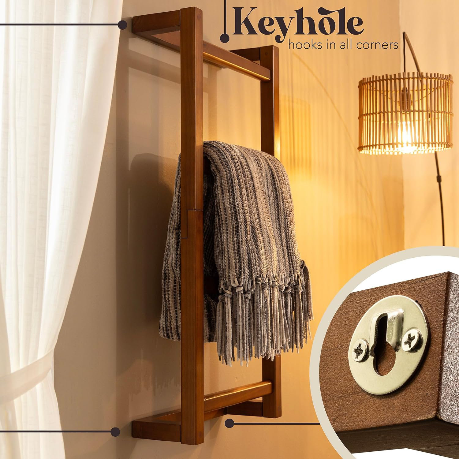 Loon Peak® Wooden Wall Mounted Blanket Ladder - Blanket Rack Decorative ...