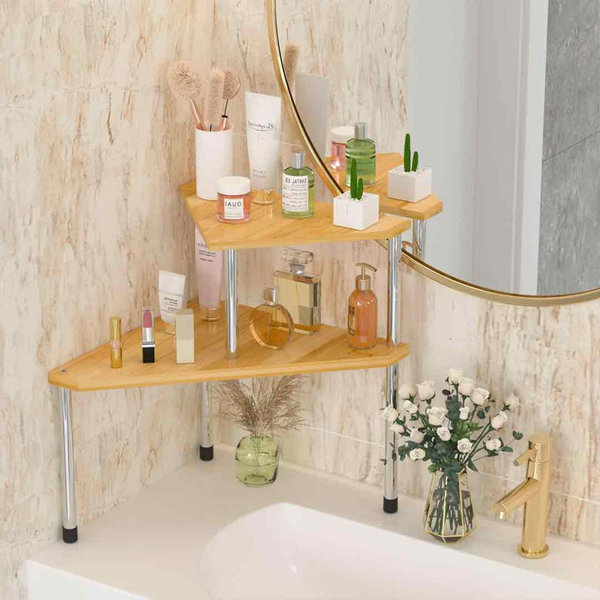 17 Stories Bathroom Countertop Organizer Counter Shelf - 2 Tier Corner ...