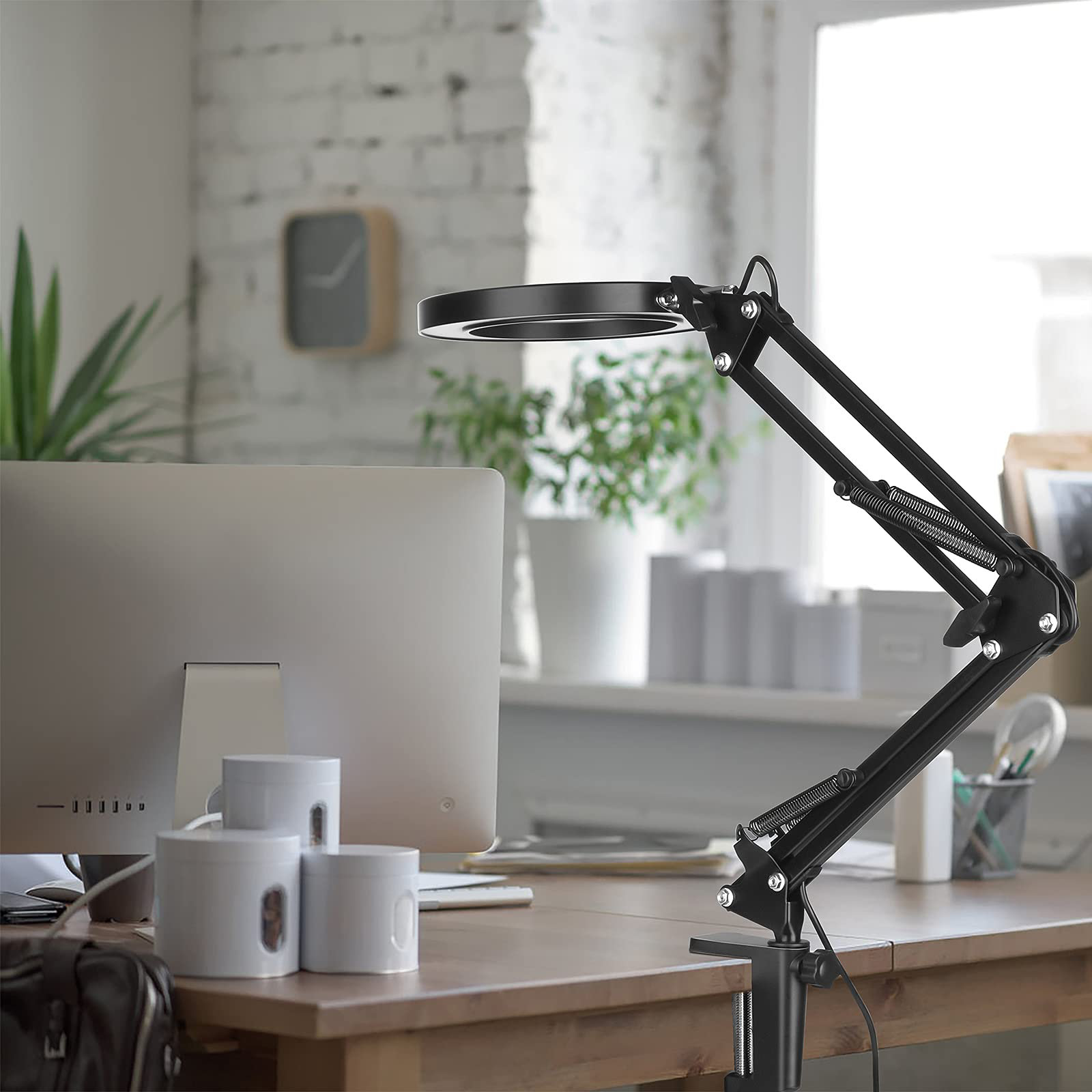 Ebern Designs LED Magnifier Desk Lamp With Stand, 3 Color Modes ...