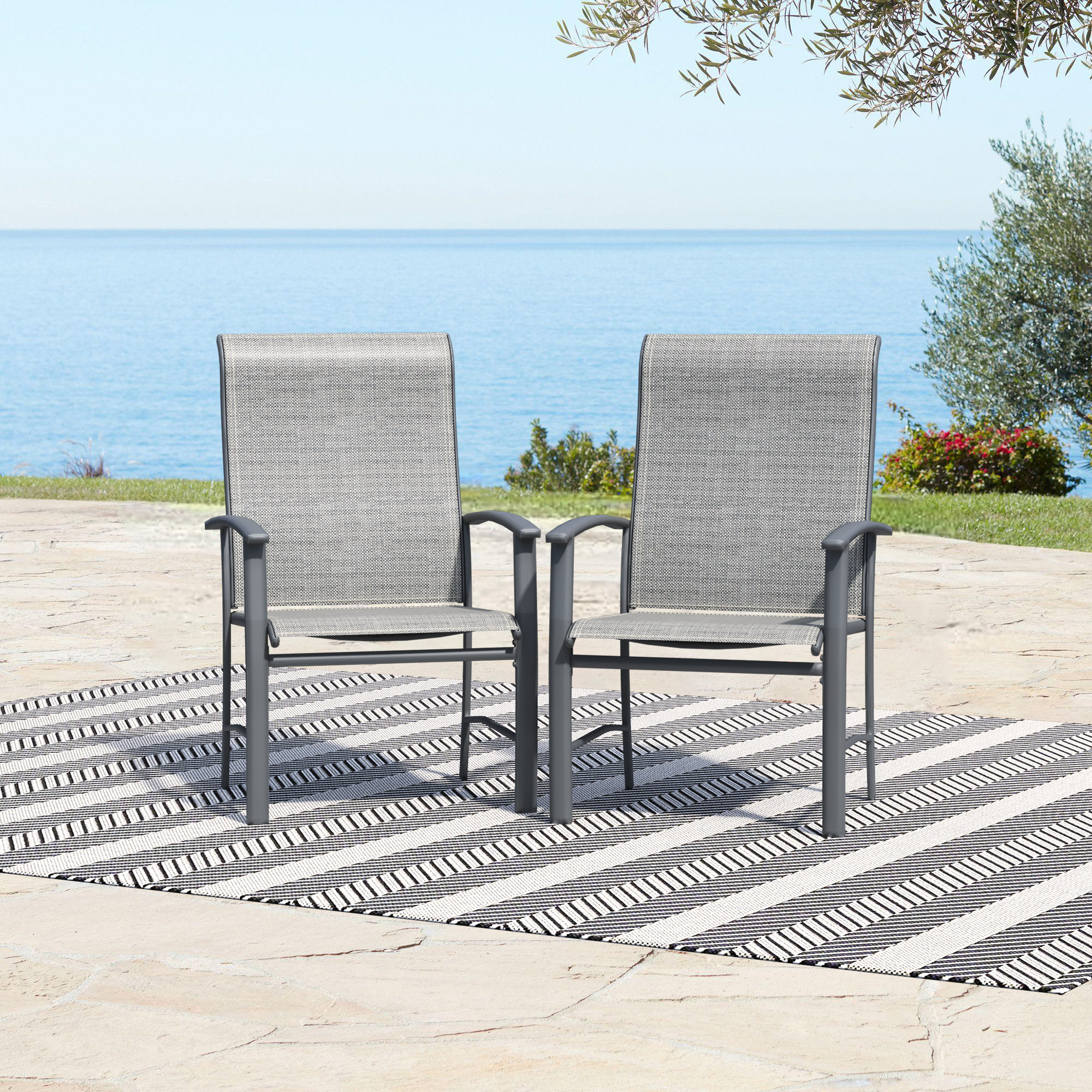 Winston Porter Outdoor Dining Chairs Set of 2 All-Weather Textilene ...