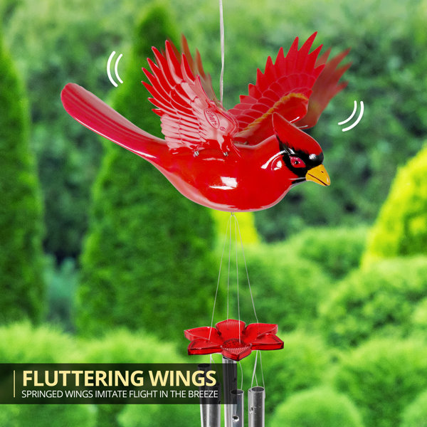 Exhart Solar WindyWings Cardinal Wind Chime, 10 by 9 Inches | Wayfair