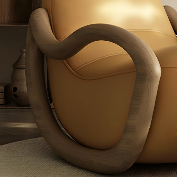 ChairVogue Curved Backrest Rocking Chair With Ottoman Solid Wood ...