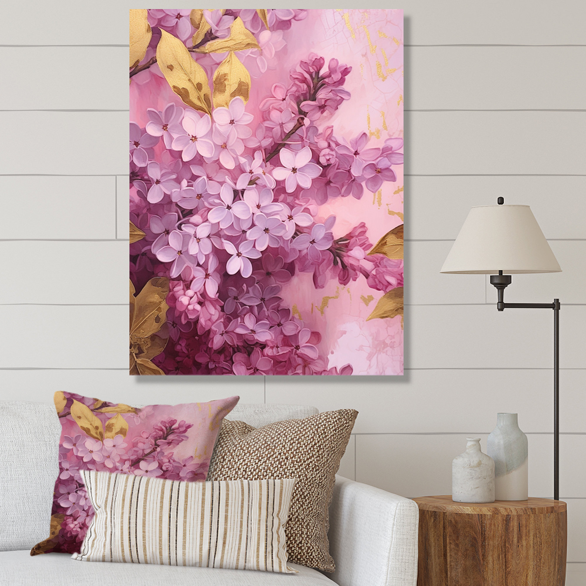 Winston Porter Pink Gold Lilacs Fragrants Blossum On Canvas Print ...