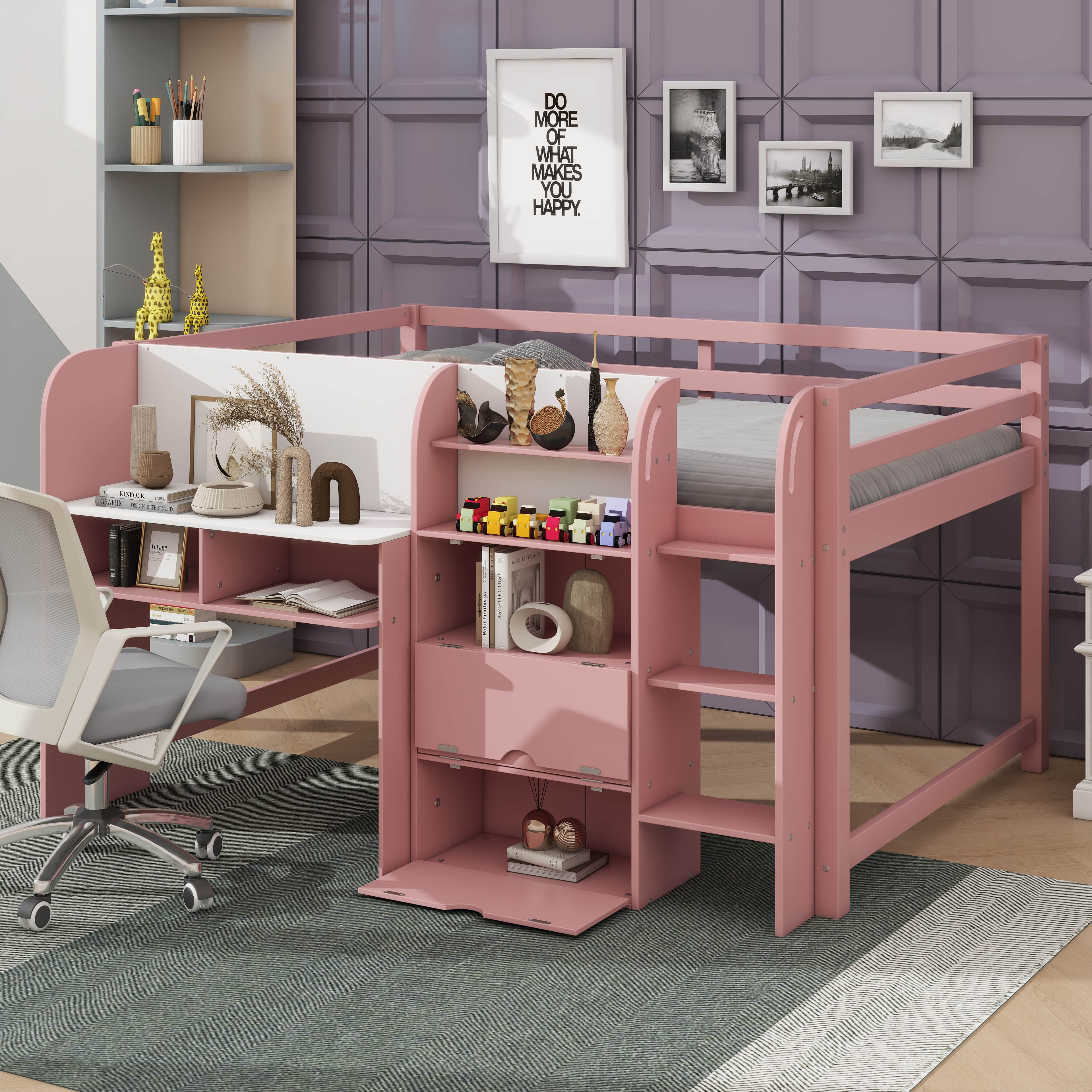 Isabelle & Max™ Full-Size Space-Saving Loft Bed With Built-In Desk ...