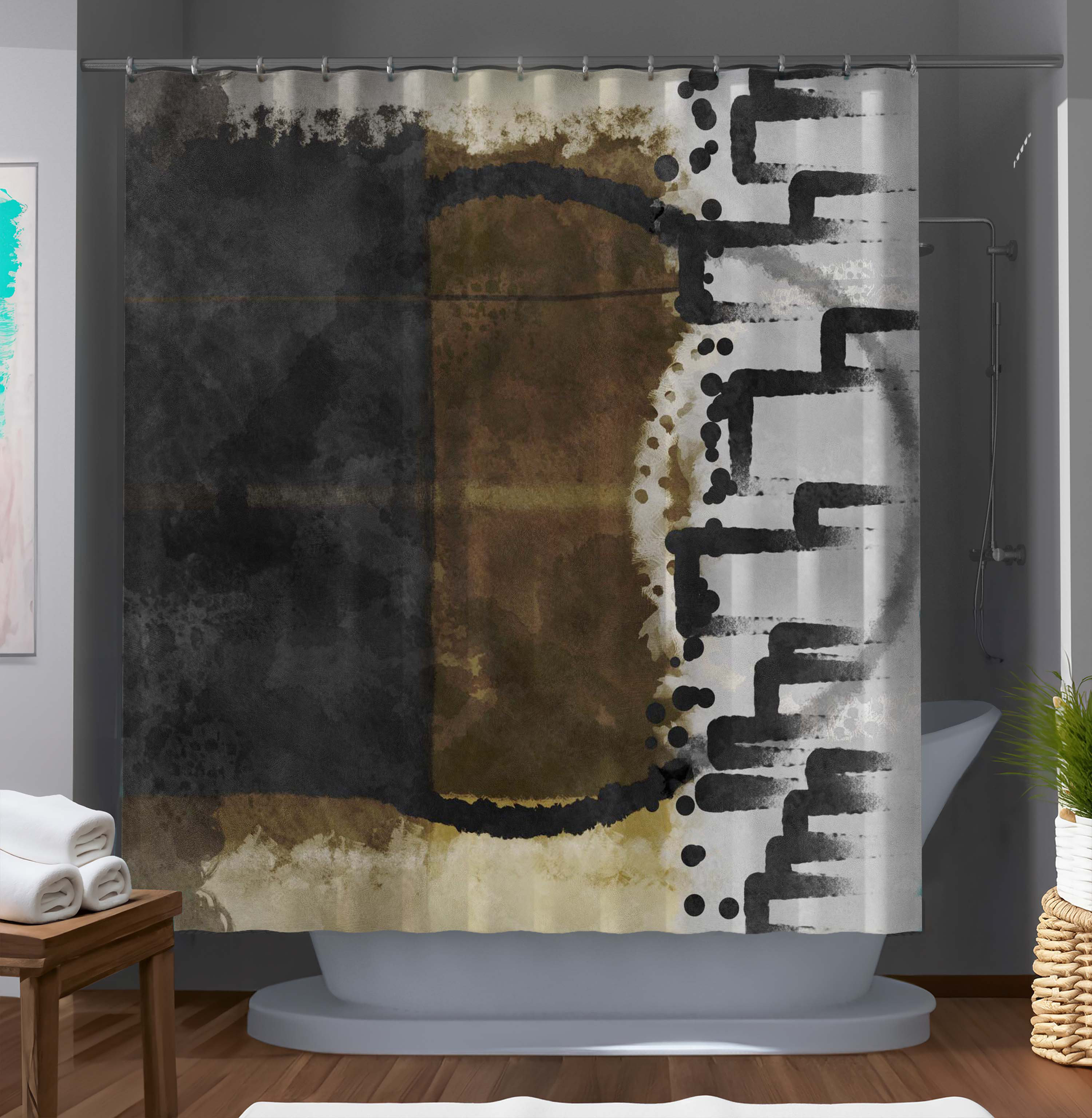 East Urban Home Hasanayn Abstract Shower Curtain | Wayfair