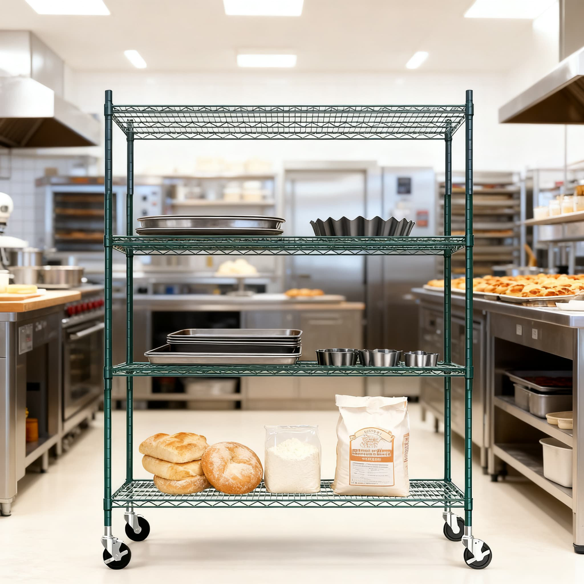 Rebrilliant NSF Certified 4-Tier Steel Wire Shelving Unit With Wheels ...