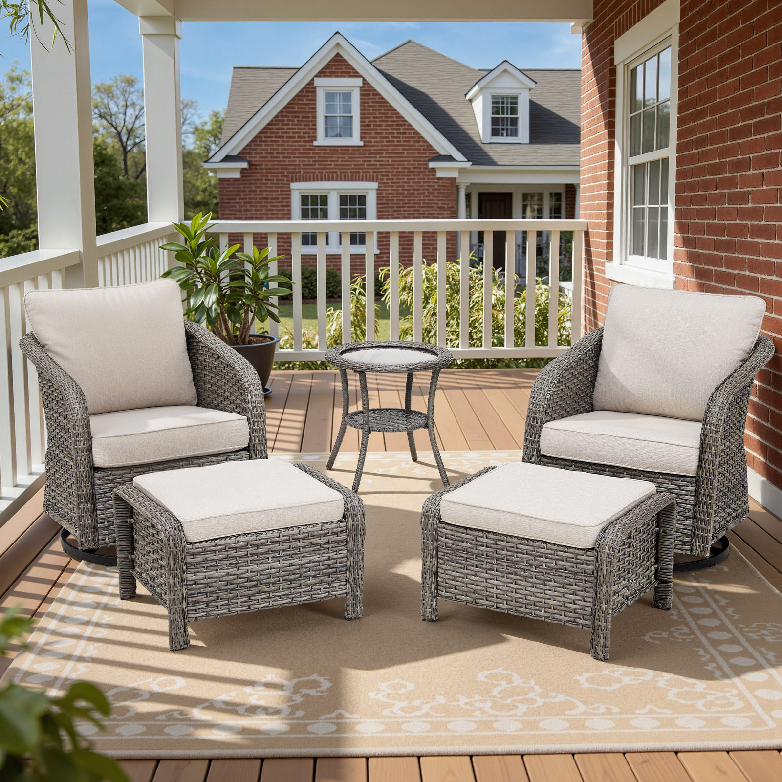 Red Barrel Studio® Arcola 5-Piece Outdoor Wicker Enveloping Backrest ...