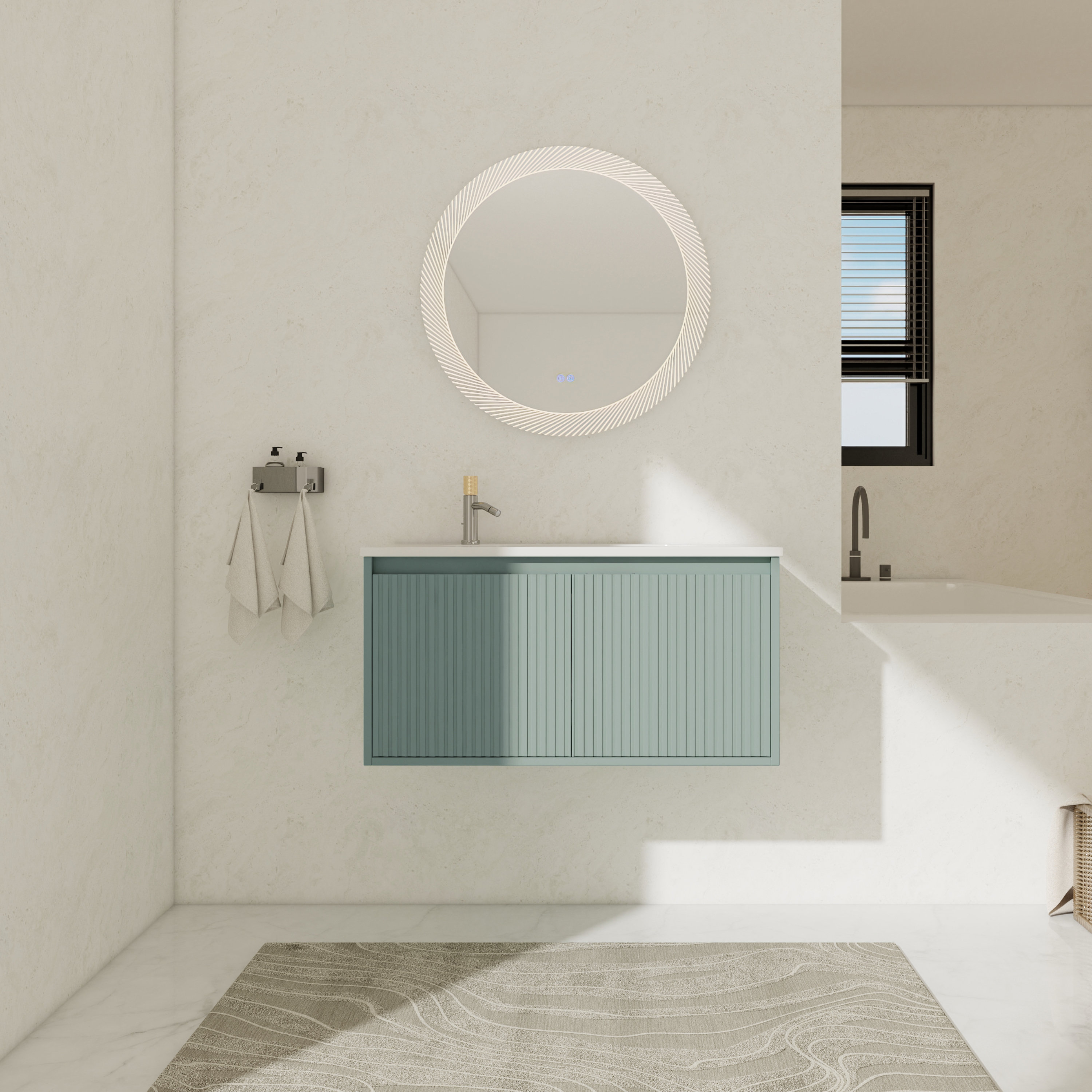Ebern Designs Meuble-lavabo simple 35,83 po avec plateau en résine ...