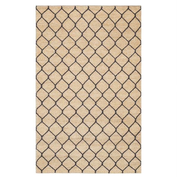 Tiles Navy Handwoven Jute Rug | Birch Lane
