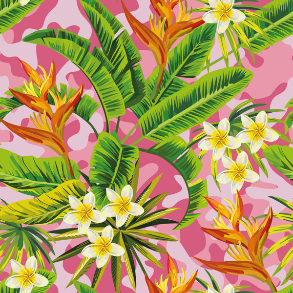 Bay Isle Home Denzer Tropical Jungle Pink Camo Background - Wrapped ...