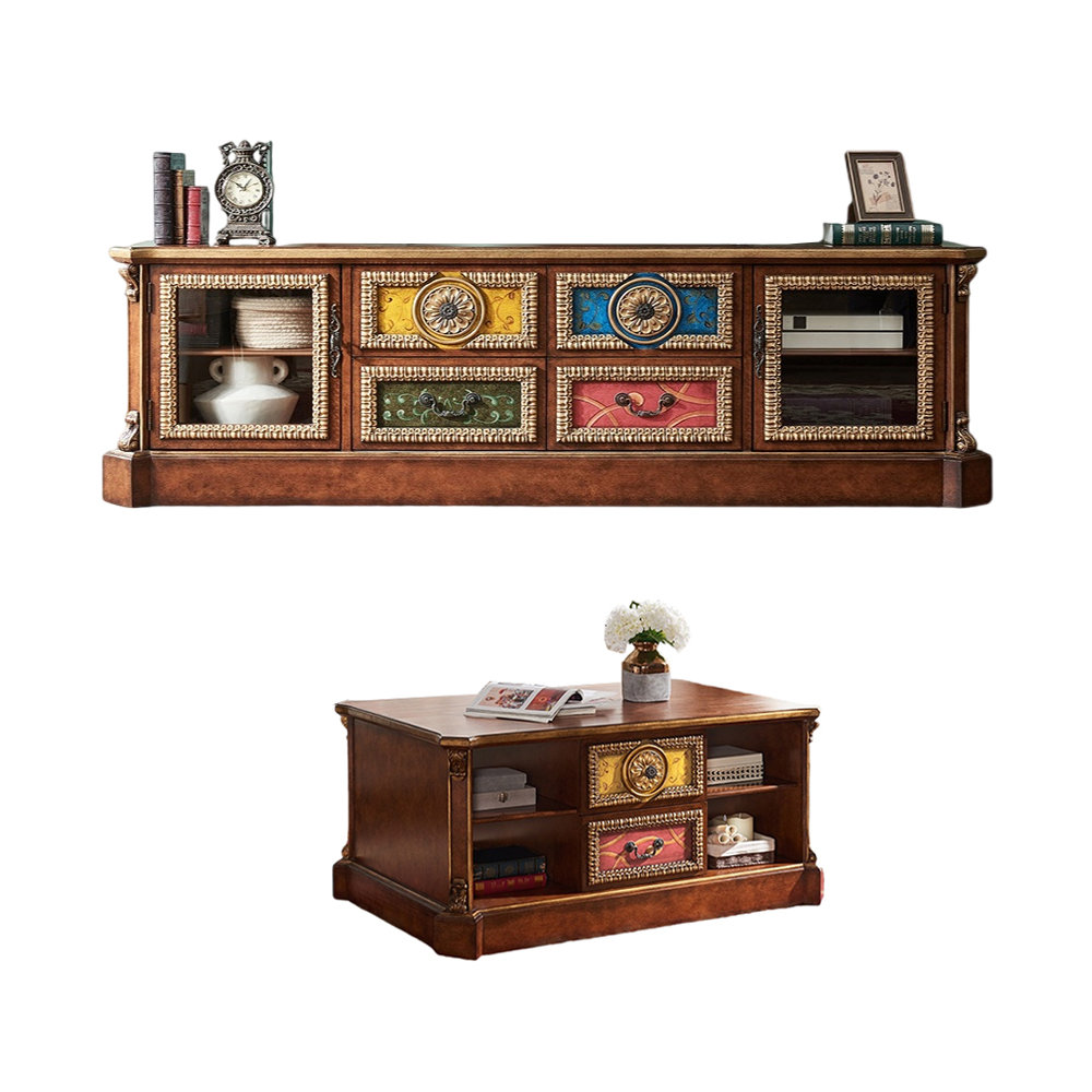 moonlight design French style TV stand paired with coffee table | Wayfair