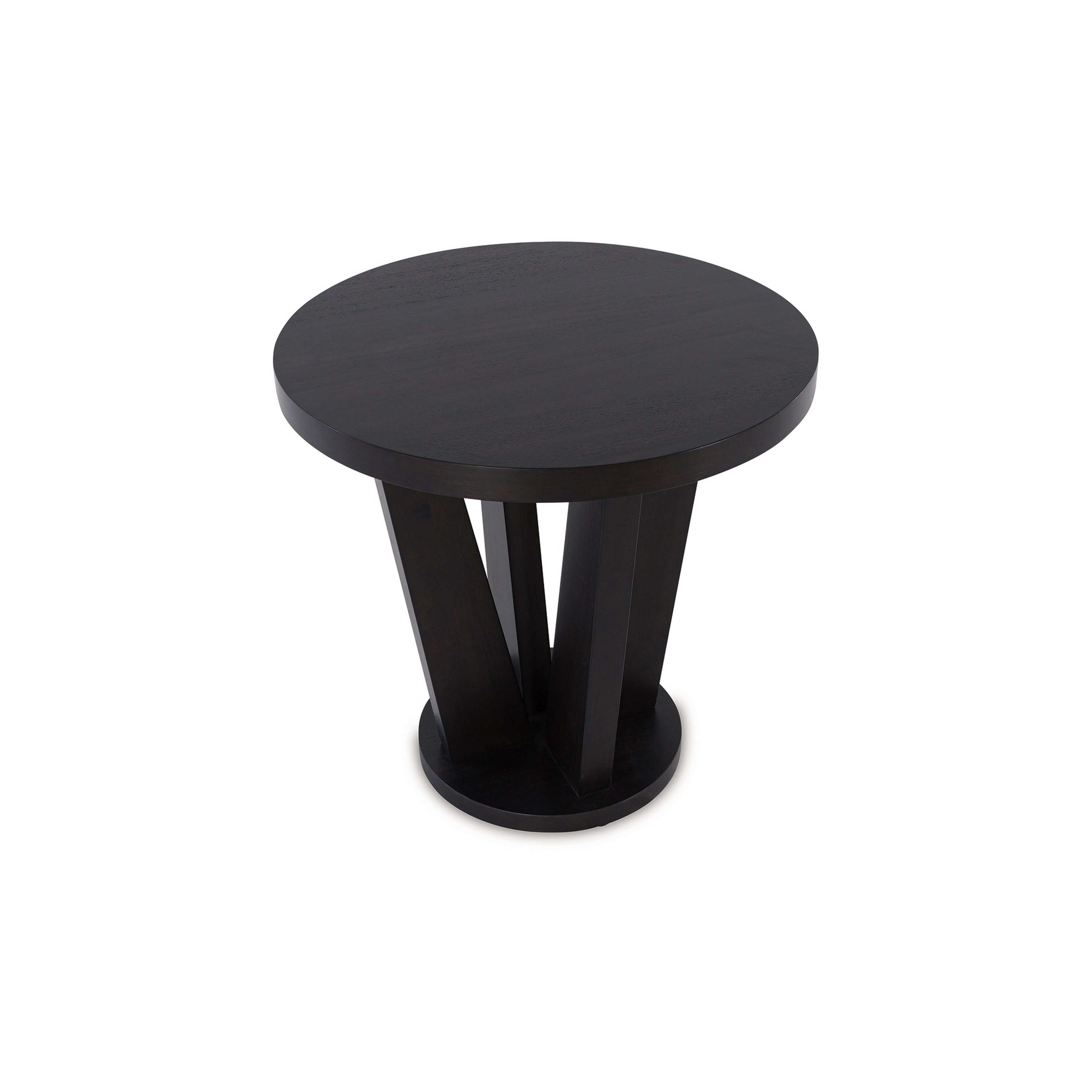 Benjara Chloe Side End Table, 24 Inch Round, Angled Pedestal Base, Dark ...
