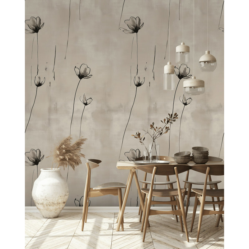 Lark Manor™ Elegant Monochrome Floral Wallpaper Bryelle Peel & Stick ...