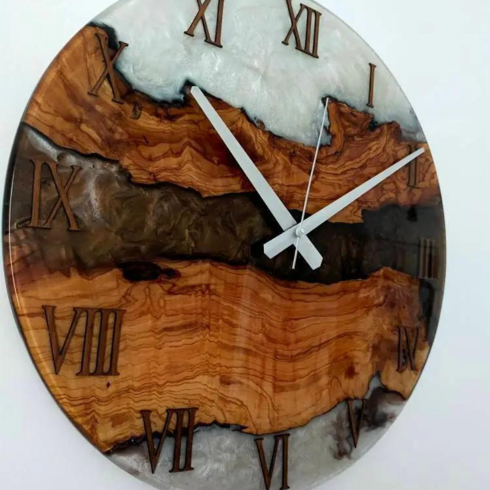 Resinwoodliving Bicolor Epoxy & Olive Wood Wall Clock - Wayfair Canada