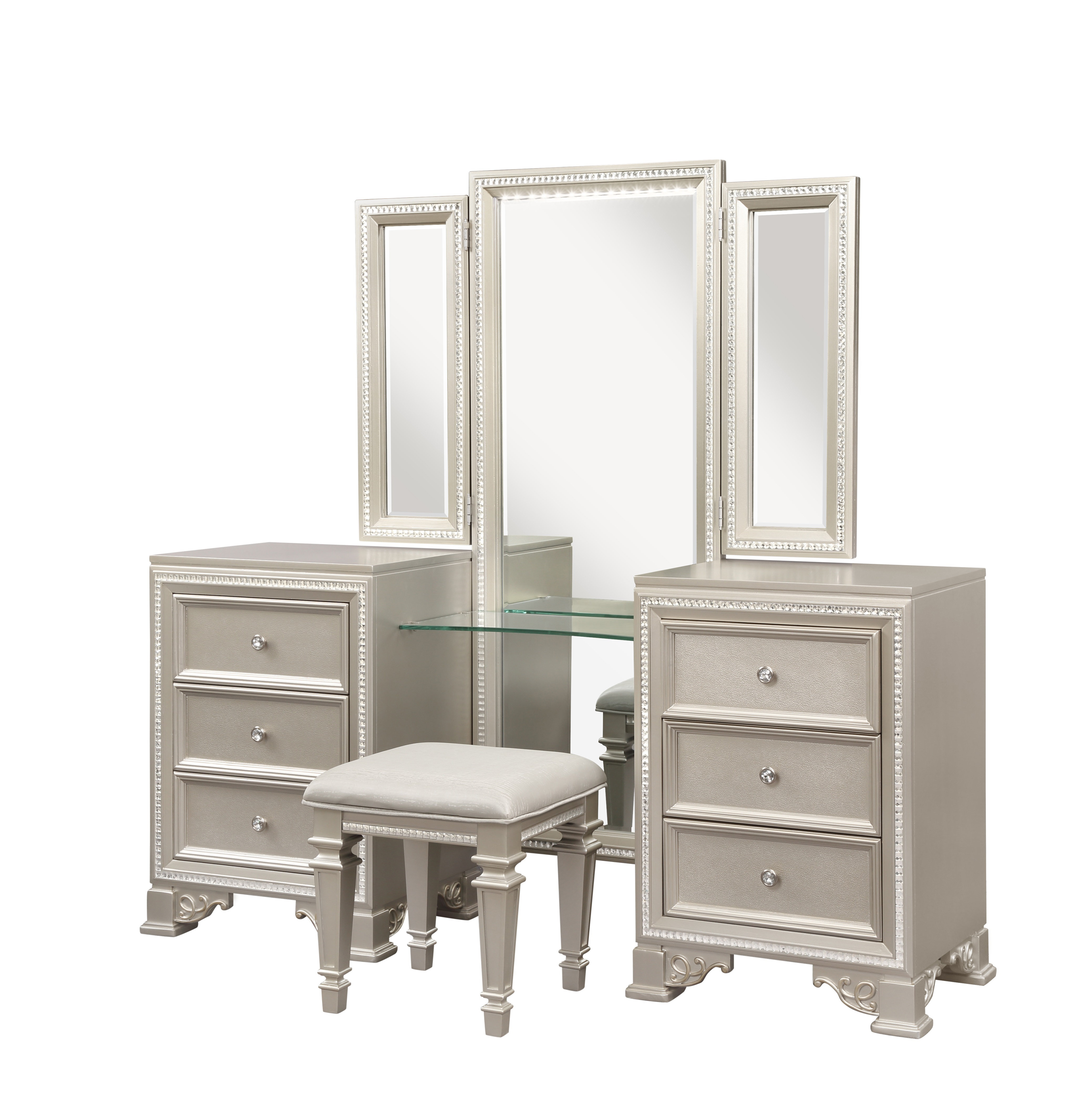 Fairfax Home Collections Tiffany Solid Wood Vanity with Mirror | Wayfair