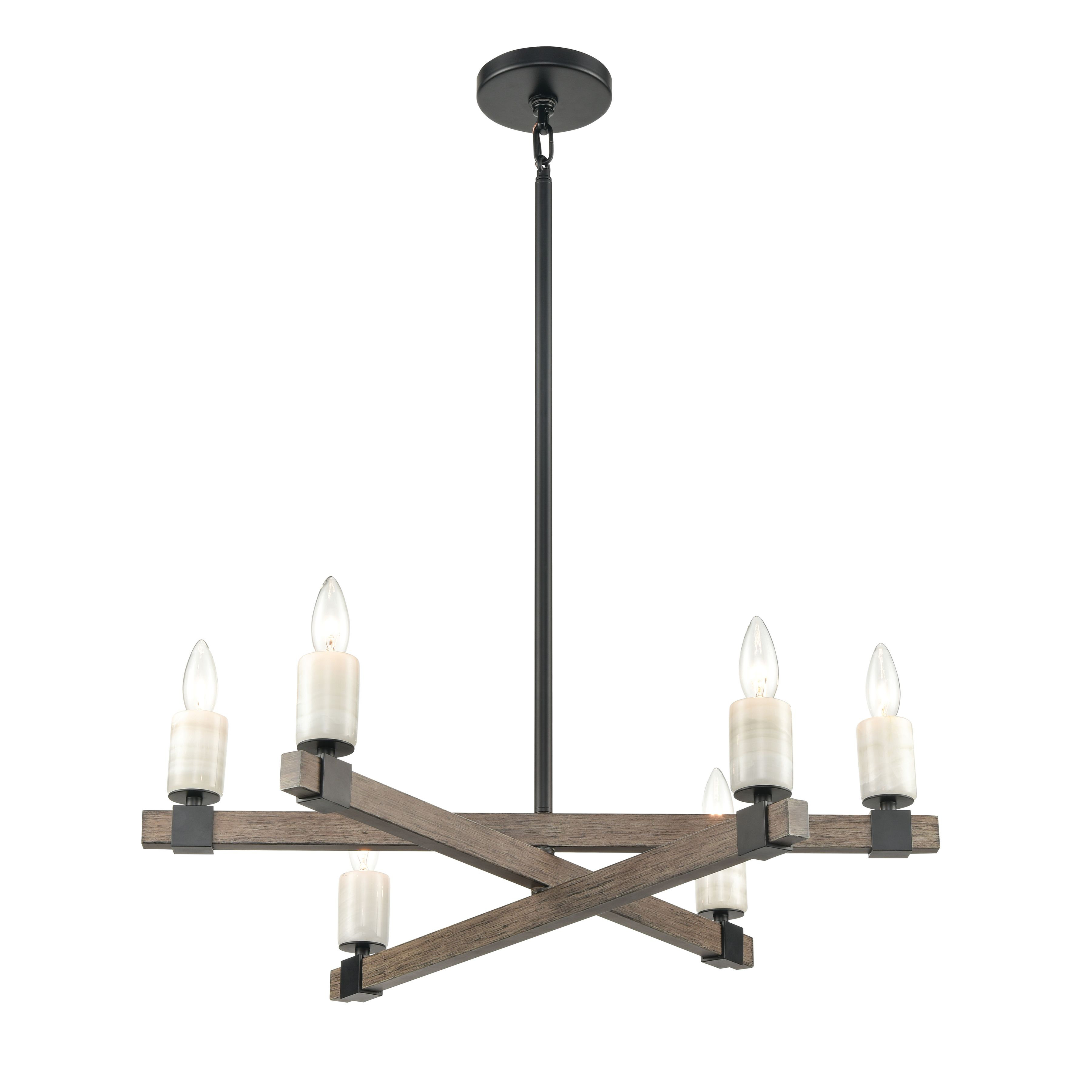 Atlas Lighting and Home Stone Manor 27'' Wide 6-Light Chandelier ...