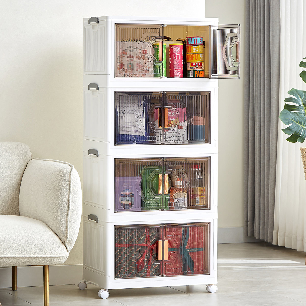 Rebrilliant Canas 3 Pack Stackable Storage Bins Folding Organizer Boxes ...