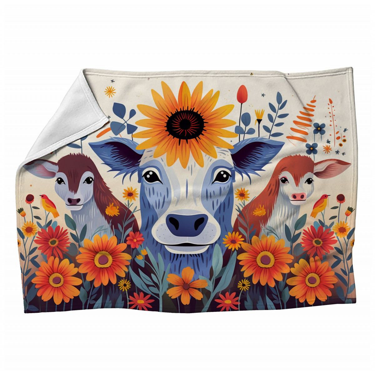 VisionDecor Farm Animal Fleece Throw Blanket - Floral Warm Soft ...