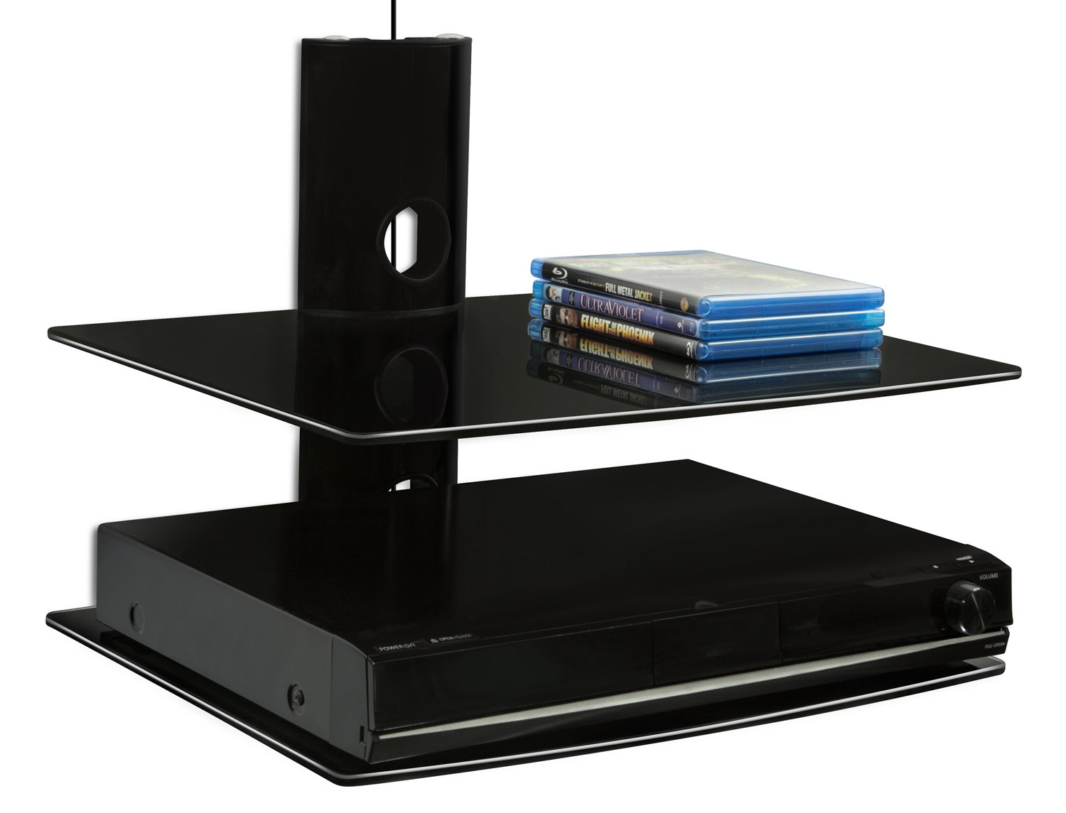 Mount-it Mount-It! Dual Tempered Glass Wall Mount Shelf System, 4" H x ...