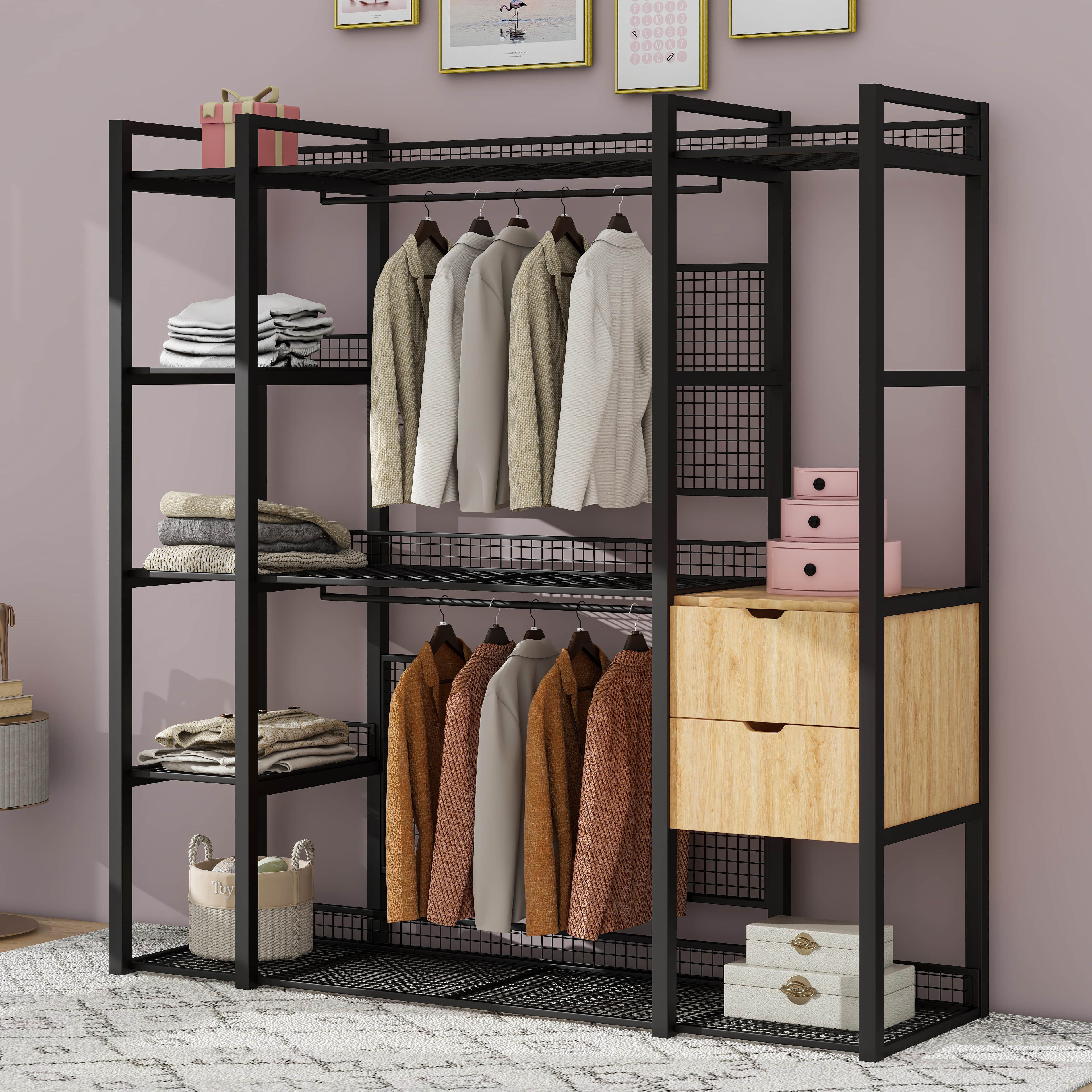 Cosmic Open-Style Wardrobe With Drawers | Wayfair