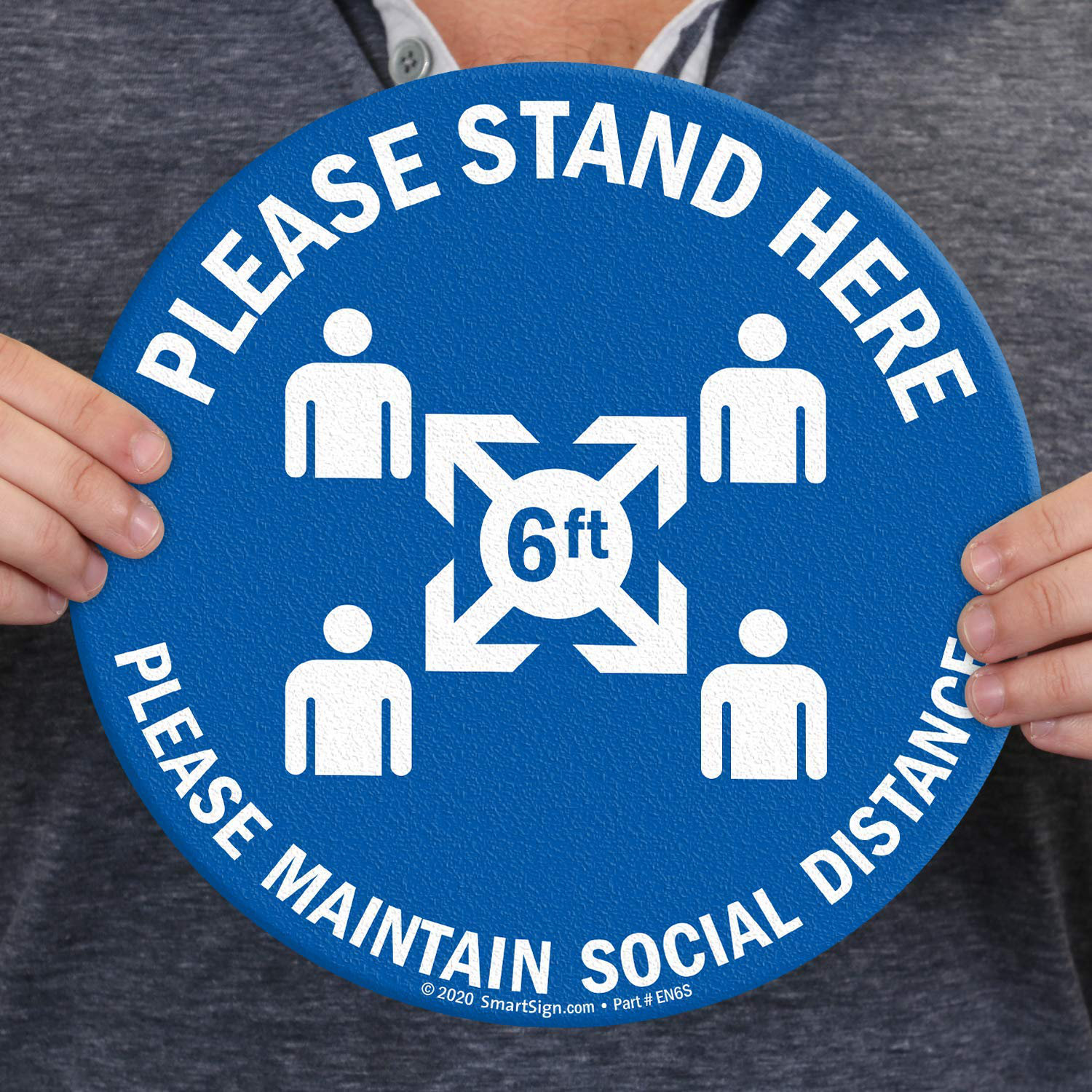 SmartSign Please Stand Here, Please Maintain Social Distance Anti-Slip ...