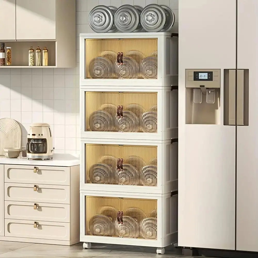 Rebrilliant 18" Multi-Layer Folding Storage Cabinet With Pulley Storage ...