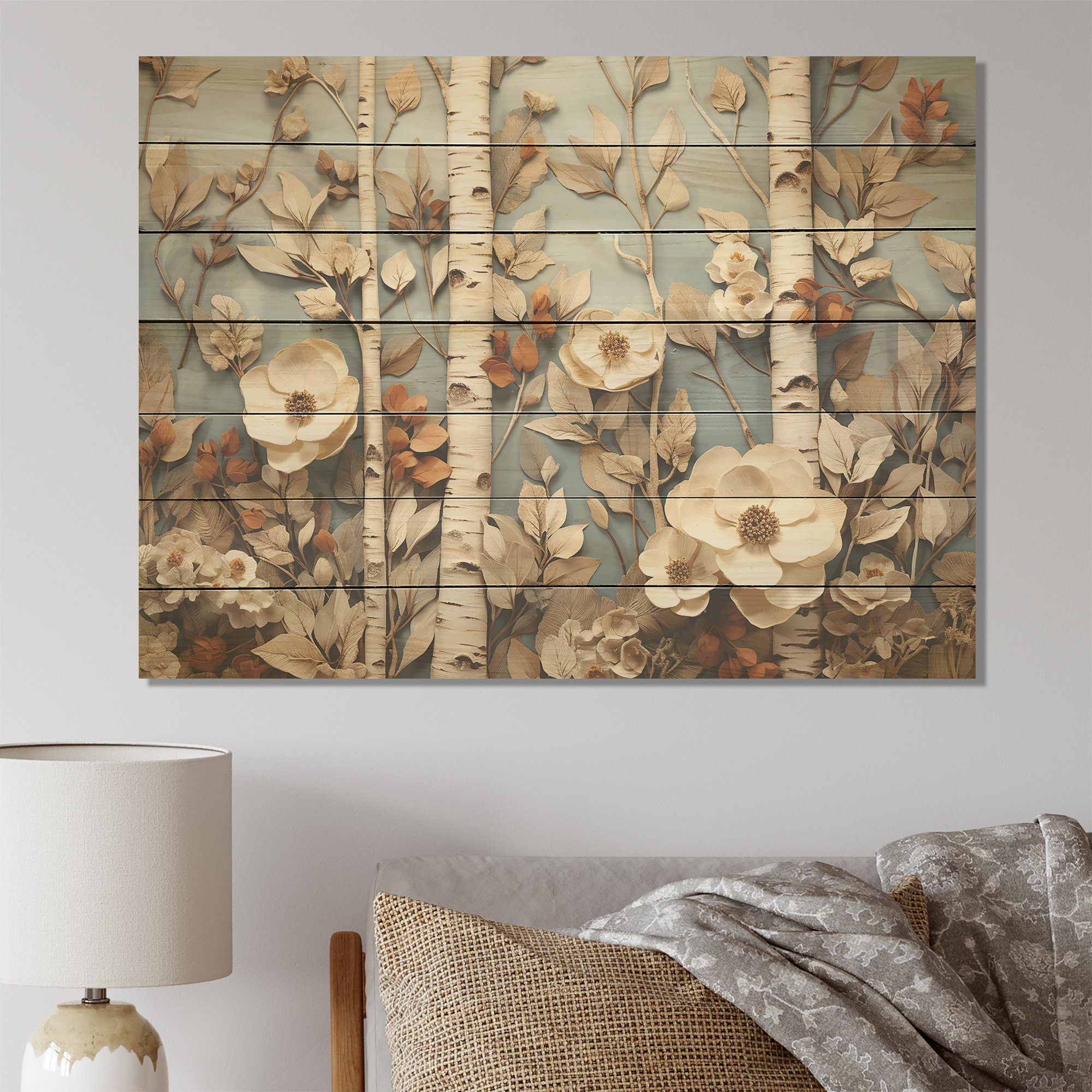 Ophelia & Co. White American Basswood Forest Colage - Tree On Wood ...