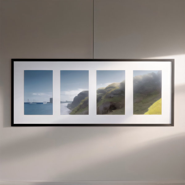 Hokku Designs 8x20 Black Photo Collage Frame, Displays Four 4x6 inch ...