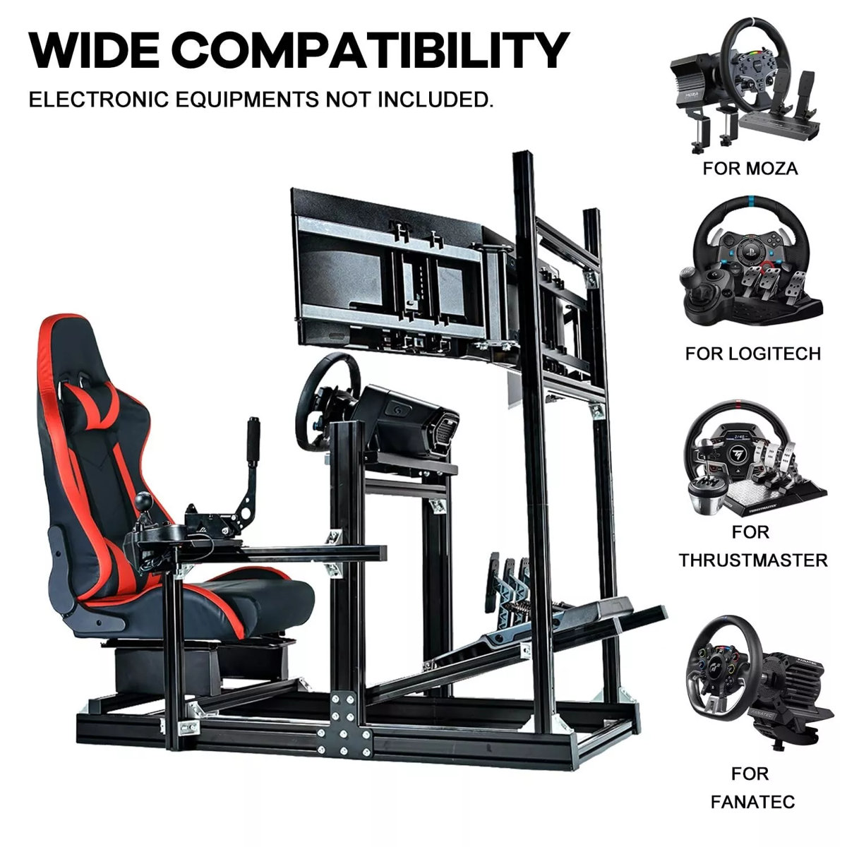 Anman F1 Racing Simulator Cockpit With Seat & Triple Monitor Stand Fit ...