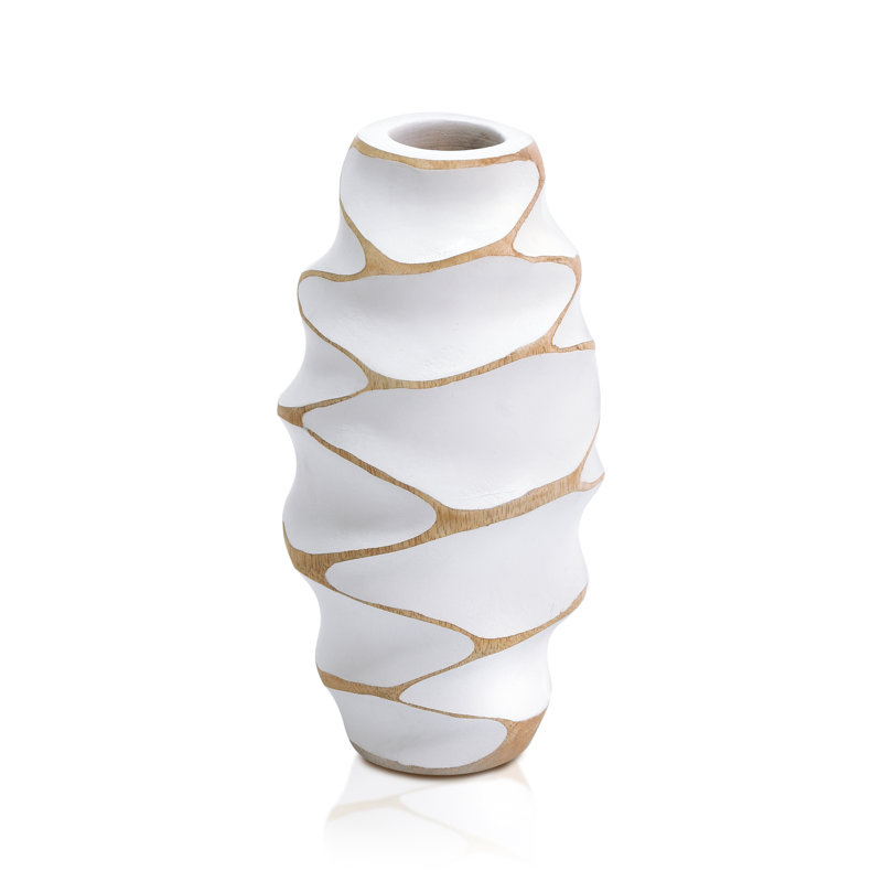 Wrought Studio™ Bailey-Grace White 8" Wood Table Vase | Wayfair