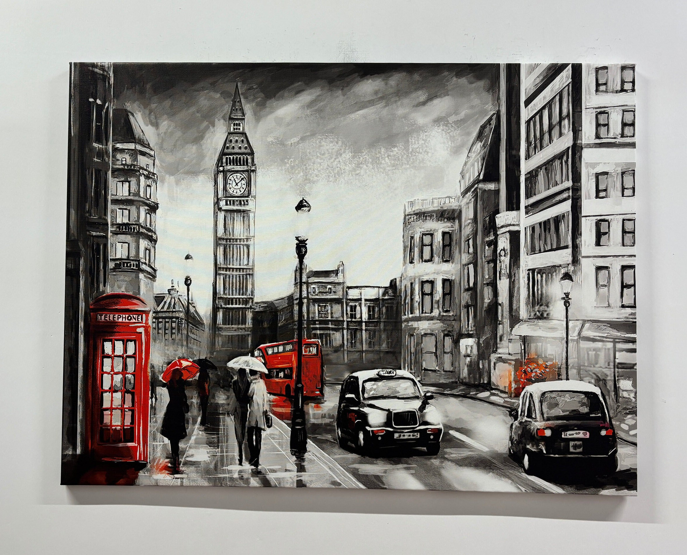 kayra export London-Inspired Red Telephone Box and Big Ben Landscape ...
