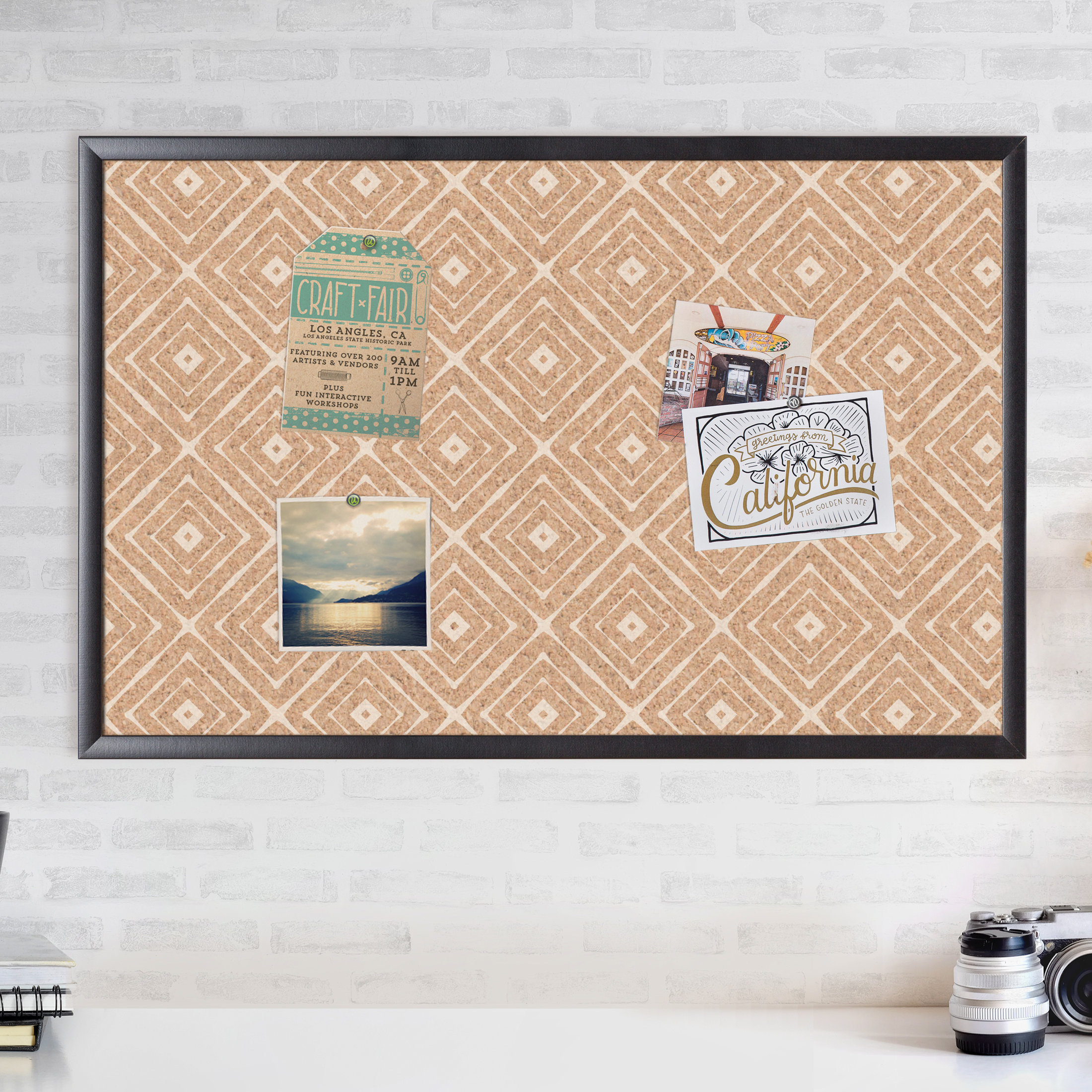U Brands Black Mdf Frame Fashion Cork Wall Mounted Bulletin Board