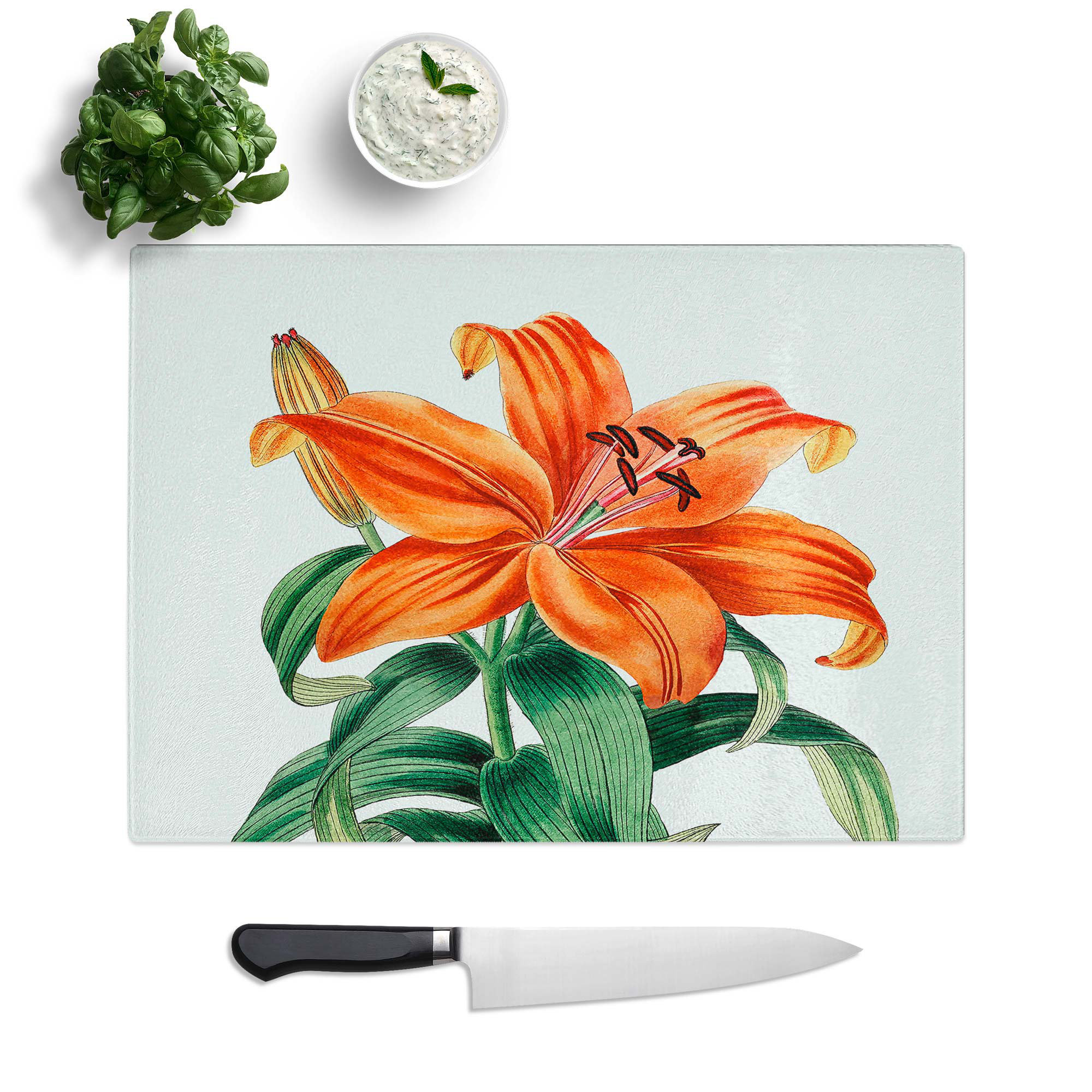 East Urban Home Tempered Glass Lily Flowers Chopping Board | Wayfair.ie
