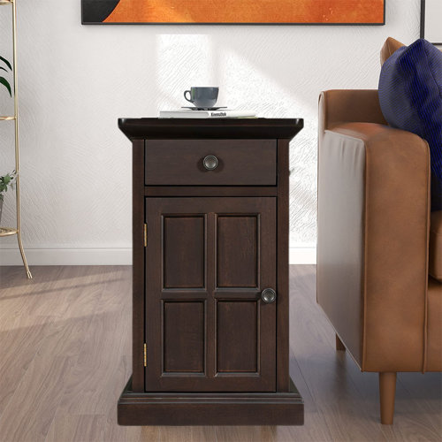 Red Barrel Studio® Mallak Multifunctional Farmhouse End Table with USB ...