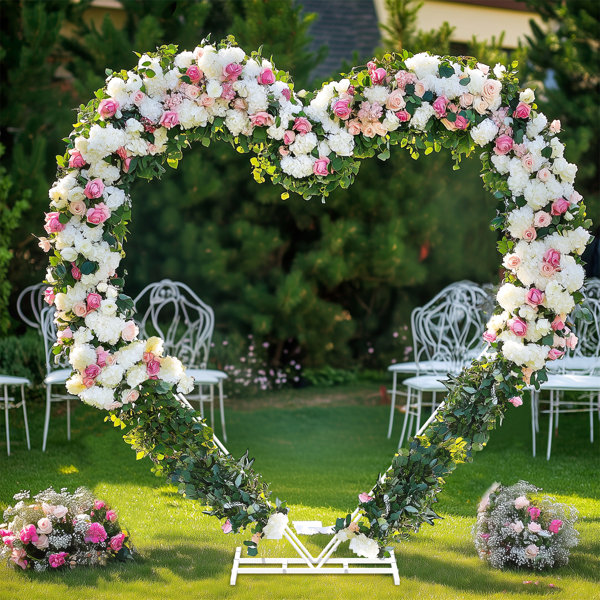 LUVODI 79" Tall Heart Shape Wedding White Metal Arches Backdrop Stand ...