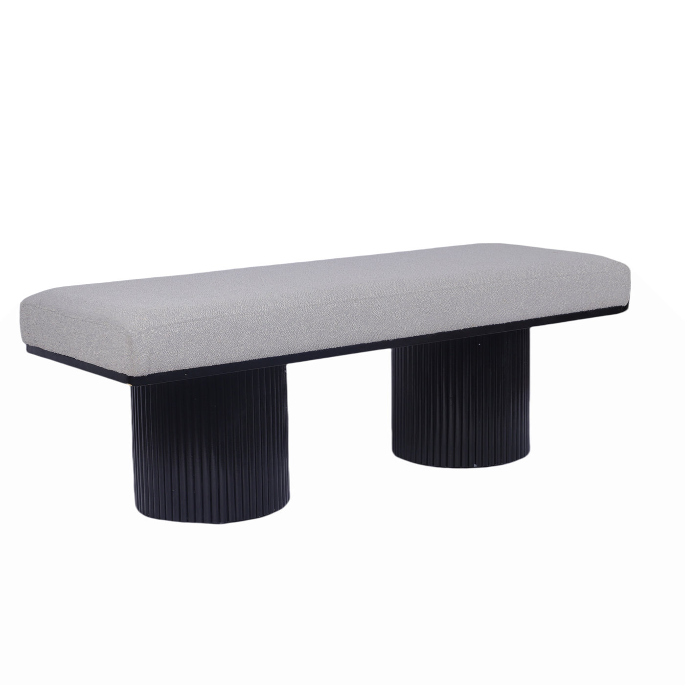 Hokku Designs Upholstered Bench With Black Chunky Legs Boucle Fabric ...