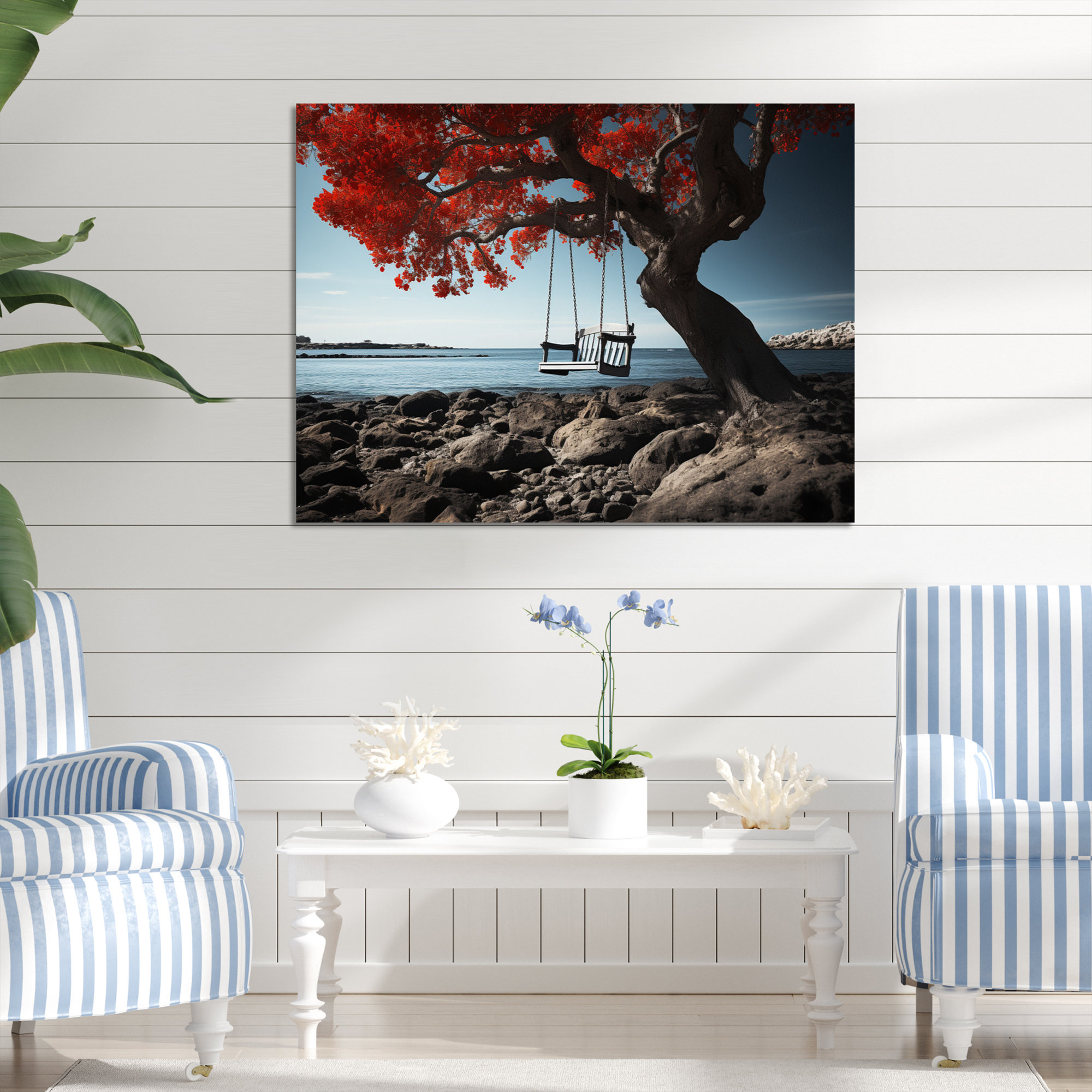 Highland Dunes Coastal Seaside Swing II - Nautical & Beach Metal Art ...