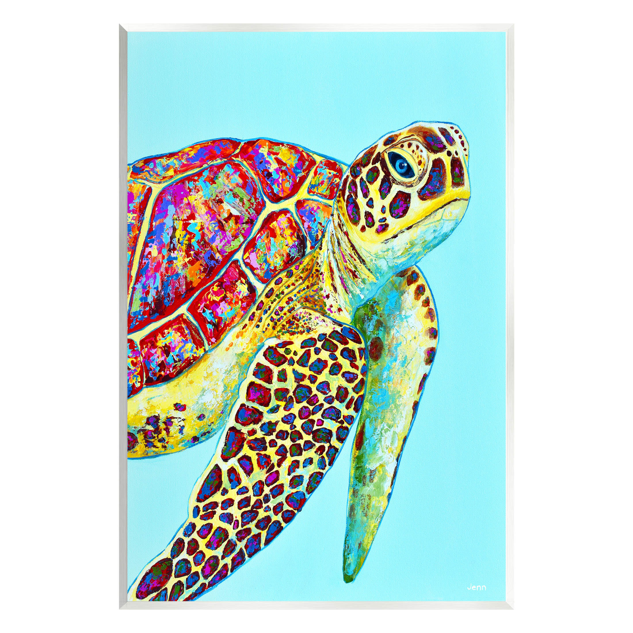 Stupell Industries Swimming Sea Turtle Turquoise Accent Giclee Art By ...