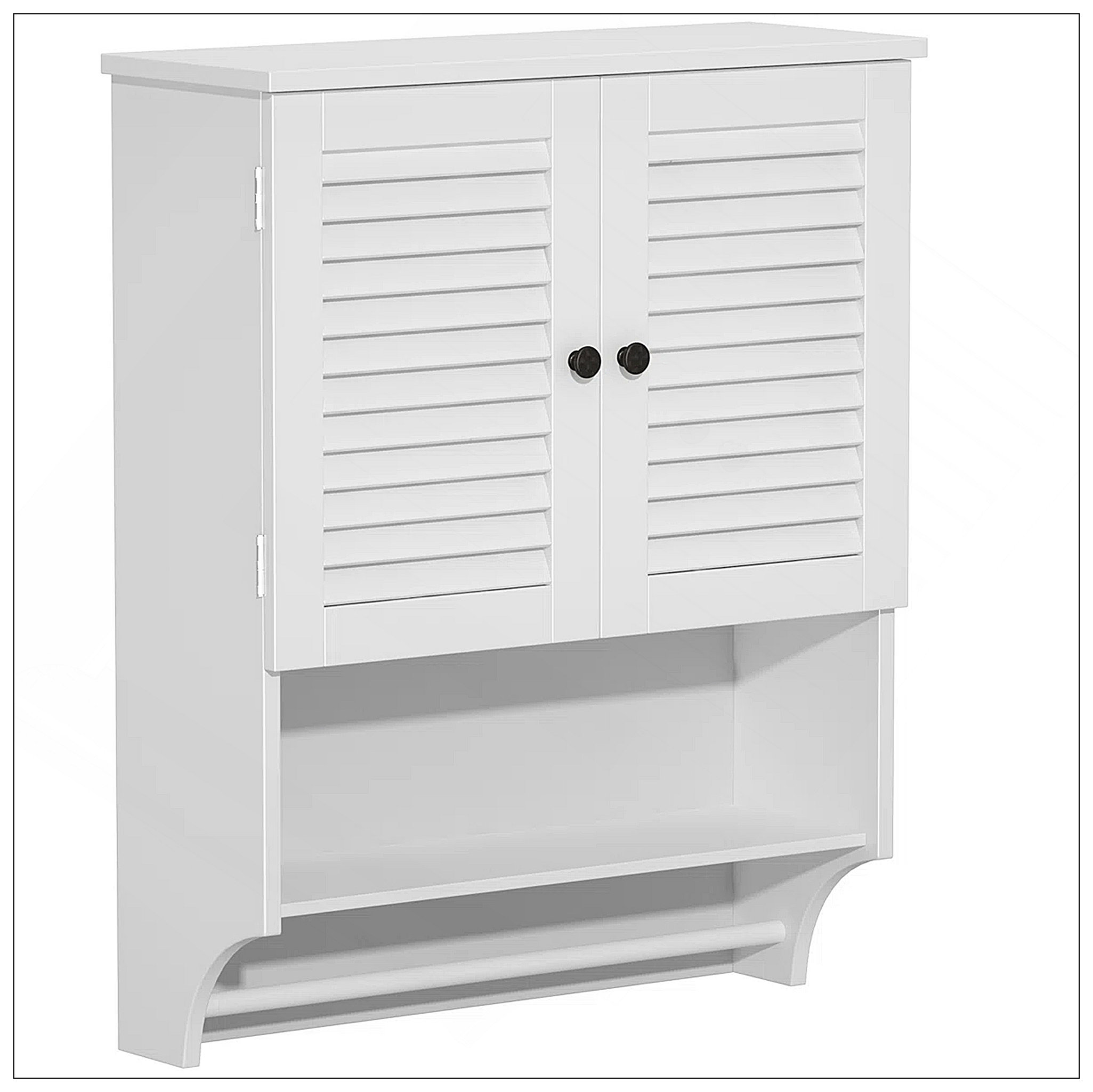 Highland Dunes Wall-Mounted Bathroom Cabinet With Louvered Doors, Open ...