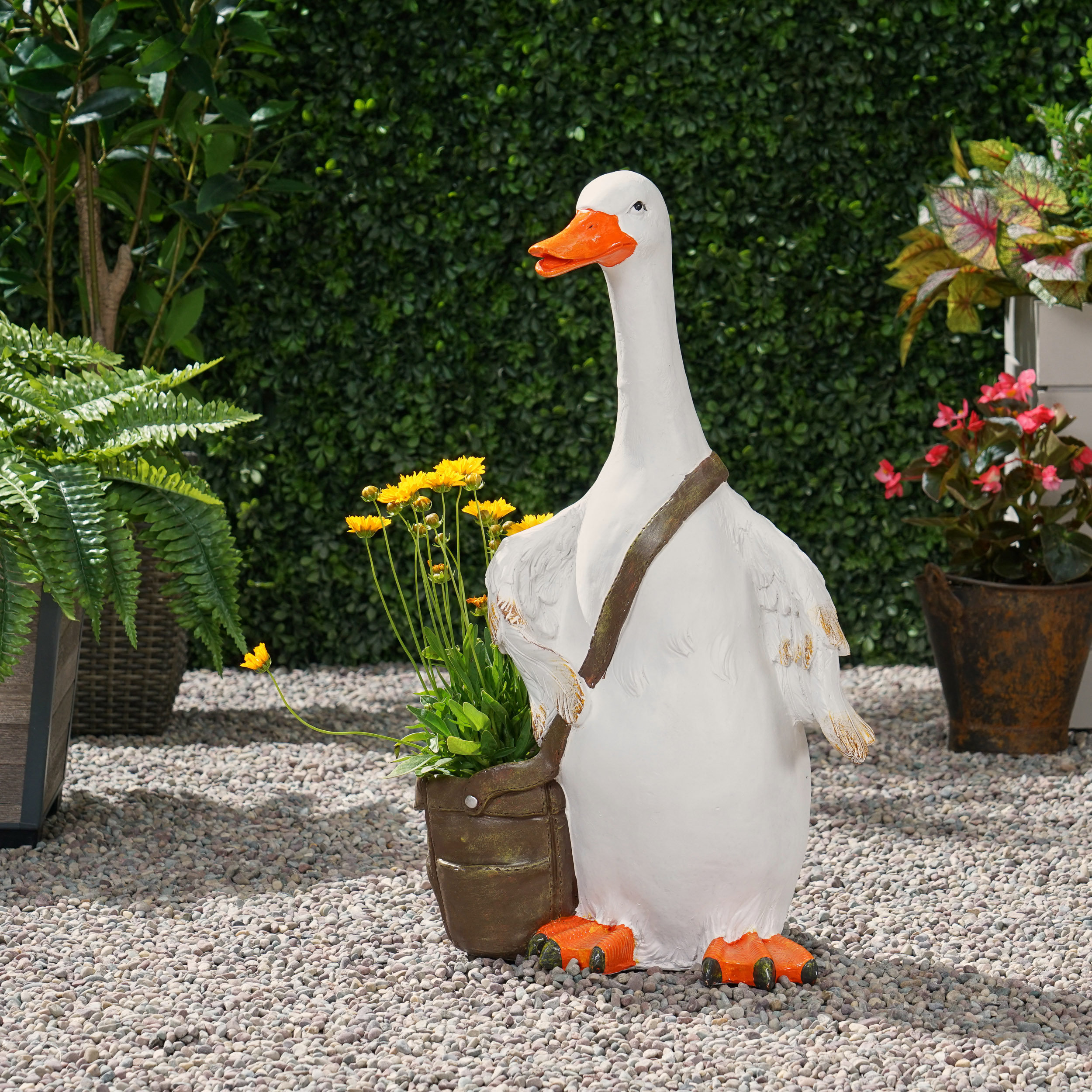 Laurel Foundry Modern Farmhouse® Mavis Concrete Goose Statue Planter ...