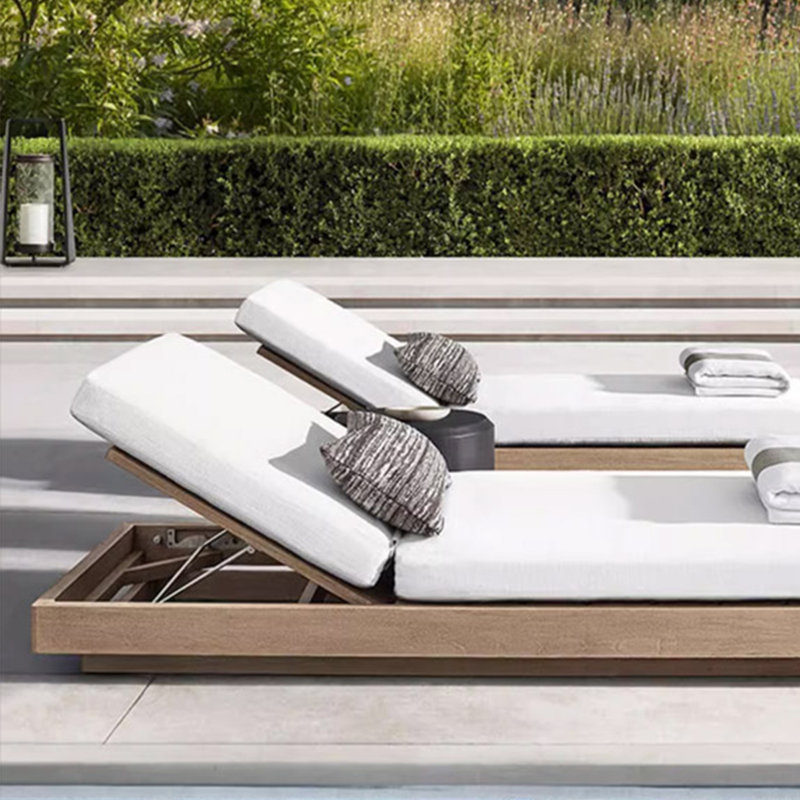 Elegance Furnishings Outdoor Pool Loungers Solid Wood Hotel Villa ...