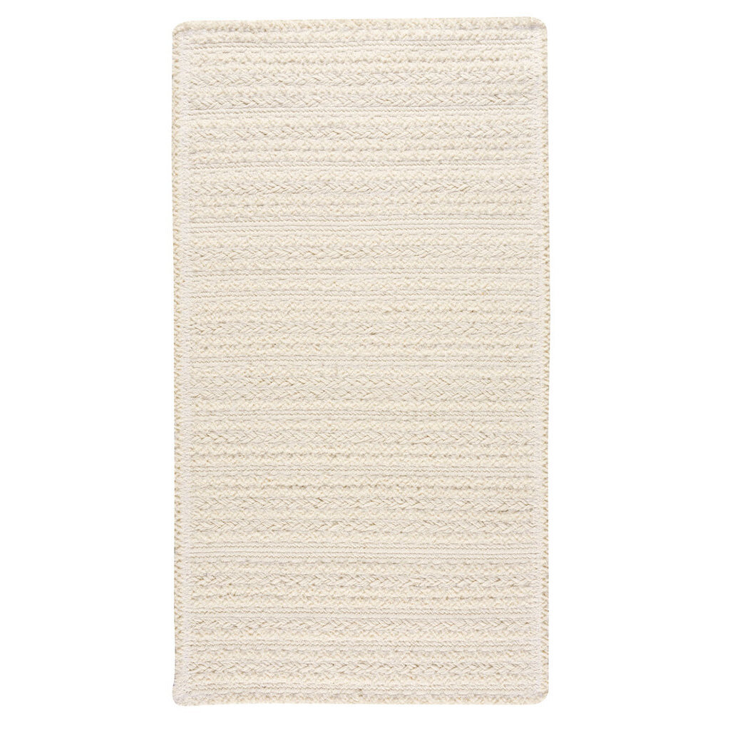 Dovecove Striped Hand Braided Wool Beige Area Rug | Wayfair